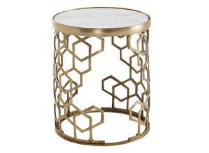 4255632517242 - Beistelltisch Alba Marmorstruktur goldfarbenes Metallgestell 44 cm Durchmesser 4255632517242 - Beistelltisch Alba Marmorstruktur goldfarbenes Metallgestell 44 cm Durchmesser