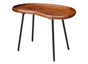 4251745760681 - Retro Couchtisch UMBRIEN Massivholz und Metallbeine Nierenform Sheesham-Holz Handgefertigt