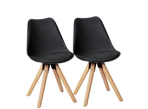 4251745759555 - 2er Set Esszimmerstühle LUND Kunstlederbezug und Holzbeine Skandinavisches Design Komfortables Sitzen Verschiedene Farben