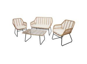 4057651403397 - Polyrattan Garnitur MCW-G17a Garten Sofa Set Sitzgruppe Stuhl Seil ~ naturfarben Polster creme ohne Dekokissen 4057651403397 - Polyrattan Garnitur MCW-G17a Garten Sofa Set Sitzgruppe Stuhl Seil ~ naturfarben Polster creme ohne Dekokissen