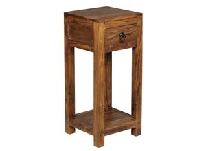4251745764535 - Massivholz Beistelltisch Sheesham 30x30x68cm mit Ablage und Schublade - Handgefertigt