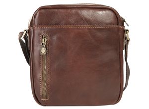 4260543031787 - Umhängetasche PIKÉ Damen Gr B H T 22cm x 20cm x 7cm onesize braun Leder beschichtet glänzend Taschen echt Leder Made in Italy