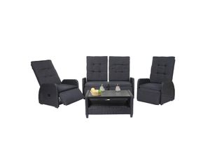 4057651425924 - Garnitur MCW-J35 Lounge-Set Sitzgruppe Sofa Spun Poly halbrundes Poly-Rattan ~ anthrazit Kissen anthrazit