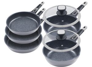 4019256024391 - Pfannen-Set KING »Moonscape 5er« inkl 2 Glasdeckel Pfannen grau Induktion abnehmbarer Griff MOONSCAPE-Beschichtung 4019256024391 - Pfannen-Set KING »Moonscape 5er« inkl 2 Glasdeckel Pfannen grau Induktion abnehmbarer Griff MOONSCAPE-Beschichtung