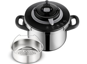 3045380026629 - Schnellkochtopf TEFAL Clipso+ CHEF 6 Liter Dampfkochtopf grau (edelstahl) B29cm H227cm L36cm Töpfe 4 Kochprogramme 6 Sicherheitsstufen abnehmbarer Timer