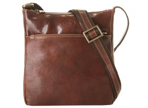 4260543037680 - Umhängetasche PIKÉ Damen Gr B H T 24cm x 22cm x 5cm onesize braun Leder beschichtet glänzend Taschen echt Leder Made in Italy
