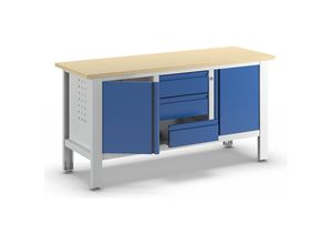 4061753280480 - Werkbank 3 Schubladen 2 Türen BxT 1700 x 600 mm kaiserkraft