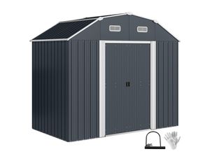 4255633564696 - Gerätehaus aus Stahl 27 m² Geräteschuppen mit UV-Schutz Dunkelgrau