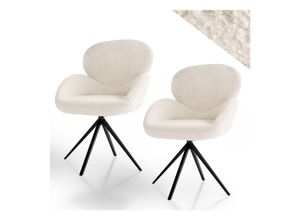 4262437184791 - Juskys Drehstuhl Albano – Bouclé Stoff 360 Grad drehbar verstellbare Füße gepolstert – Creme 2er Set