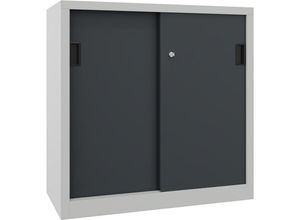 4055479192981 - Schiebetürenschrank Höhe 1000 mm Vollblechtüren BxT 1000 x 400 mm mit 2 Fachböden Tür anthrazit kaiserkraft