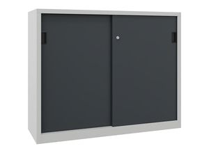 4055479230430 - Schiebetürenschrank Höhe 1200 mm Vollblechtüren BxT 1500 x 500 mm mit Trennwand und 2 x 2 Fachböden Tür anthrazit kaiserkraft