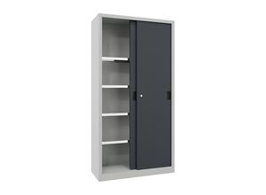 4055479244833 - Schiebetürenschrank Höhe 1950 mm Vollblechtüren BxT 1000 x 400 mm mit 4 Fachböden Tür anthrazit kaiserkraft