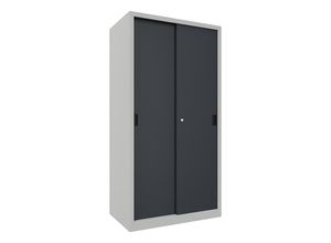 4055479250575 - Schiebetürenschrank Höhe 1950 mm Vollblechtüren BxT 1000 x 600 mm mit 4 Fachböden Tür anthrazit kaiserkraft