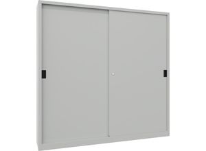 4055479262004 - Schiebetürenschrank Höhe 1950 mm Vollblechtüren BxT 2000 x 400 mm mit Trennwand und 2 x 4 Fachböden Tür lichtgrau kaiserkraft