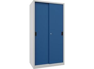 4055479250537 - Schiebetürenschrank Höhe 1950 mm Vollblechtüren BxT 1000 x 600 mm mit 4 Fachböden Tür enzianblau kaiserkraft