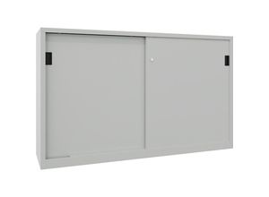 4055479238986 - Schiebetürenschrank Höhe 1200 mm Vollblechtüren BxT 2000 x 500 mm mit Trennwand und 2 x 2 Fachböden Tür lichtgrau kaiserkraft