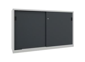 4055479241955 - Schiebetürenschrank Höhe 1200 mm Vollblechtüren BxT 2000 x 600 mm mit Trennwand und 2 x 2 Fachböden Tür anthrazit kaiserkraft