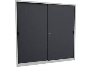 4055479264961 - Schiebetürenschrank Höhe 1950 mm Vollblechtüren BxT 2000 x 500 mm mit Trennwand und 2 x 4 Fachböden Tür anthrazit kaiserkraft