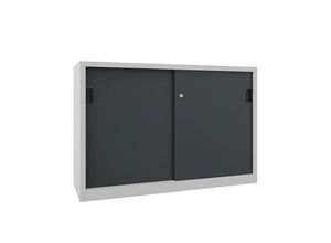 4055479204462 - Schiebetürenschrank Höhe 1000 mm Vollblechtüren BxT 1500 x 500 mm mit Trennwand und 2 x 2 Fachböden Tür anthrazit kaiserkraft