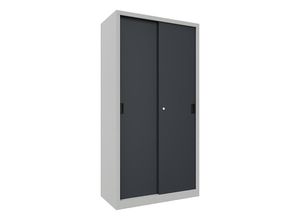 4055479247704 - Schiebetürenschrank Höhe 1950 mm Vollblechtüren BxT 1000 x 500 mm mit 4 Fachböden Tür anthrazit kaiserkraft
