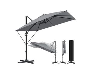 4260729116086 - KESSER® Sonnenschirm Ampelschirm SUN XL 300 x 300 cm Inkl Abdeckung +Windsicherung Drehbar Neigbar Kippbar Marktschirm Groß 360° Rotation Gartenschirm mit Kurbel Sonnenschutz UV50+