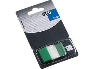 4044355772843 - Haftnotizen INFO FLAGS Z-Faltung beschreibbar selbstklebend ablösbar lösungsmittelfrei 50 Blatt mit Spender B 43 x H 25 mm grün-transparent