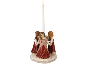 4005169363511 - Kerzenhalter GOEBEL Engelfigur Himmlischer Reigen Ø ca 19 cm Stabkerzenhalter bunt (bordeaux bunt) H1750cm Ø19cm Steingut Kerzenhalter Sammlerfigur Weihnachtsfigur aus Steingut Erstausgabe 2023