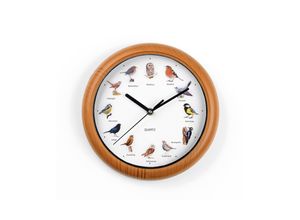 4052926081461 - Wanduhr mit Vogelstimmen 25cm 15V braun weiß fluoreszierend