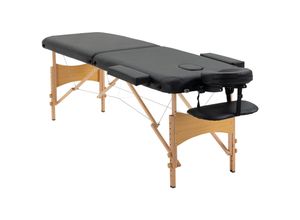 4255633530769 - Massagetisch mit Kopfstütze und Tragegriffen schwarz 185L x 60B x 61-88H cm massagebank massagetisch massageliege massagestuhl massagebett