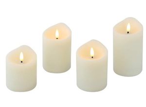 4036812130181 - LED Rustik Kerzen Creme 4er Set Echtwachs Ø 75 cm mit Flammeneffekt &Timer