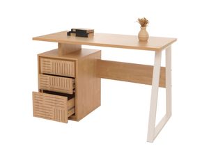 4057651761992 - Schreibtisch MCW-O32 Bürotisch Computertisch Arbeitstisch Schublade Melamin Holz 77x118x58cm ~ ulme natur