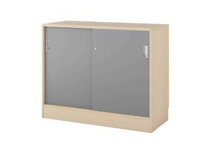 5905745101539 - Schrank Chicago mit Schiebetüren HxBxT 948 x 1215 x 400 mm Birke   lichtgrau kaiserkraft