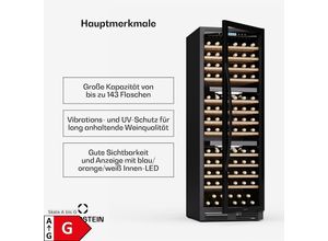 4060656532399 - Vinovilla Trio Weinkühlschrank 144 Flaschen 3 Zonen 38 dB 12 Regale Kompressor 413 Liter Schwarz 143 Flaschen 3 Kühlzonen