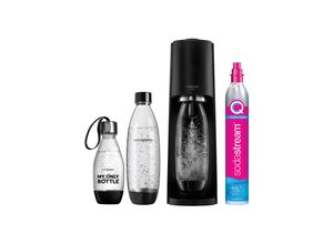 7290113767898 - TERRA Wassersprudler schwarz Vorteilspack inkl 2x PET-Flasche 1L 1x PET-Flasche 05L 1x Quick-Connect Zylinder