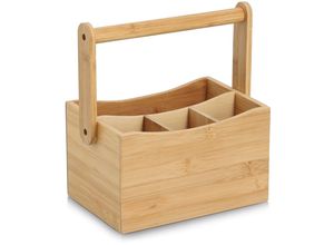 4003368256719 - Aufbewahrungskorb ZELLER PRESENT mit Tragegriff Bambus hellbraun B14cm H23cm T215cm Bambus Aufbewahrungsboxen Utensilienhalter Bambusgriff