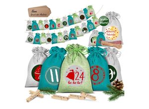 4255598302685 - KESSER® Adventskalender zum Befüllen 24 Jutebeutel Gedruckte Stoffbeutel Kinder Weihnachtskalender zum Selber Befüllen Inkl 24x Schildchen + 1 Großer Aufbewahrungsbeutel Stoff 4255598302685 - KESSER® Adventskalender zum Befüllen 24 Jutebeutel Gedruckte Stoffbeutel Kinder Weihnachtskalender zum Selber Befüllen Inkl 24x Schildchen + 1 Großer Aufbewahrungsbeutel Stoff