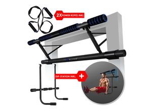 4260663286050 - KESSER® 4in1 Premium Klimmzugstange inkl DIP-Station & Power Ropes  klappbare Türreck sichere Türrahmen einhängen Montage zu Hause ohne Schrauben  Pull Up Bar für Crossfit