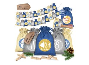 4255598302654 - KESSER® Adventskalender zum Befüllen 24 Jutebeutel Gedruckte Stoffbeutel Kinder Weihnachtskalender zum Selber Befüllen Inkl 24x Schildchen + 1 Großer Aufbewahrungsbeutel Stoff 4255598302654 - KESSER® Adventskalender zum Befüllen 24 Jutebeutel Gedruckte Stoffbeutel Kinder Weihnachtskalender zum Selber Befüllen Inkl 24x Schildchen + 1 Großer Aufbewahrungsbeutel Stoff