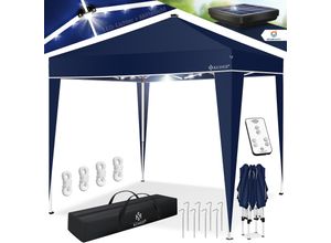 4255598323314 - KESSER® Pavillon Faltpavillon 3x3m mit LED Beleuchtung Solar Fernbedienung Gartenzelt Höhenverstellbar & Wasserdicht + Tasche Bodenanker Pop-Up Klicksystem UV-Schutz 50+ Partyzelt