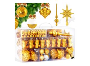 4260692714746 - KESSER® Weihnachtskugeln 101-teiliges Set mit Baumspitze Christbaumkugeln Kunststoff Bruchsicher mit Plastik Weihnachtsbaumkugeln Box Weihnachtsbaum Weihnachtsdeko Deko & Christbaumschmuck 4260692714746 - KESSER® Weihnachtskugeln 101-teiliges Set mit Baumspitze Christbaumkugeln Kunststoff Bruchsicher mit Plastik Weihnachtsbaumkugeln Box Weihnachtsbaum Weihnachtsdeko Deko & Christbaumschmuck