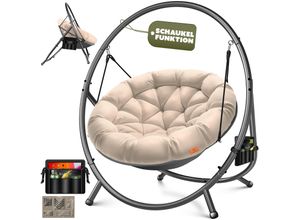 4255598355018 - KESSER® Hängesessel mit Gestell BALI Hängeschaukel Hängestuhl bis 150kg für Indoor und Outdoor + Kissen & Seitentasche Hängekorb Stahlgestell & Schaumstoff Sitzpolster ideal für Wohnzimmer & Garten