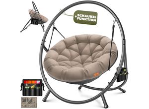 4255598355049 - KESSER® Hängesessel mit Gestell BALI Hängeschaukel Hängestuhl bis 150kg für Indoor und Outdoor + Kissen & Seitentasche Hängekorb Stahlgestell & Schaumstoff Sitzpolster ideal für Wohnzimmer & Garten