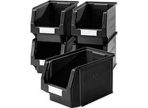4251898828351 - Sichtlagerkasten SSI SCHÄFER Serie ENTRY 322 - aus recyceltem Kunststoff - L 345 x B 209 x H 200 mm - schwarz - 5 Stück