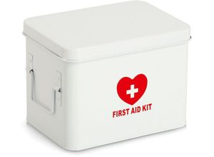 4003368192444 - Aufbewahrungsbox ZELLER PRESENT Metall weiß weiß rot B16cm H16cm T22cm Metall Aufbewahrungsboxen robust dekorativ flexibles Ordungssystem