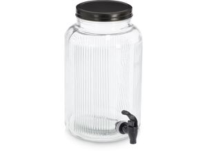 4003368196558 - Getränkespender ZELLER PRESENT Glas mit Zapfhahn Glas Metall schwarz (transparent schwarz) H2500cm Ø1600cm Zapfanlagen vielfältig einsetzbar 3900 ml Riffeloptik