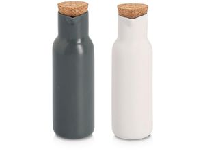 4003368506364 - Menage-Set ZELLER PRESENT Essig- Ölflasche 2-tlg grau (anthrazit) H1950cm Ø600cm Menage-Sets präziser Ausguss Korkverschluss 300 ml