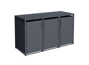 4050747101238 - Mülltonnenbox MÜNCHEN 198x80x116cm für 3x Tonnen 120 und 240 Liter Stahl anthrazit