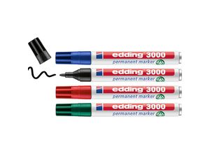 4251924705687 - Permanentmarker edding® 3000 Strichstärke 15 - 3 mm Set farbig sortiert ab 20 Stk kaiserkraft