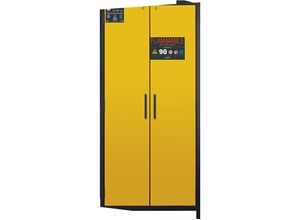 4054923228535 - asecos Feuerbeständiger Gefahrstoffschrank FM UL ULC Typ 90 2 Türen HxBxT 1953 x 893 x 615 mm grau gelb