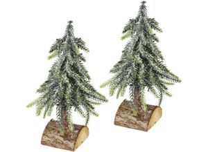 4019844765132 - Dekobaum IGEA Weihnachtsdeko Weihnachtsbaum Dekofiguren Gr B H T 15 cm x 25 cm x 15 cm grün (grün weiß) Dekoweihnachtsbäume Künstlicher mini Tannenbaum geeist auf Holzsockel 25 cm